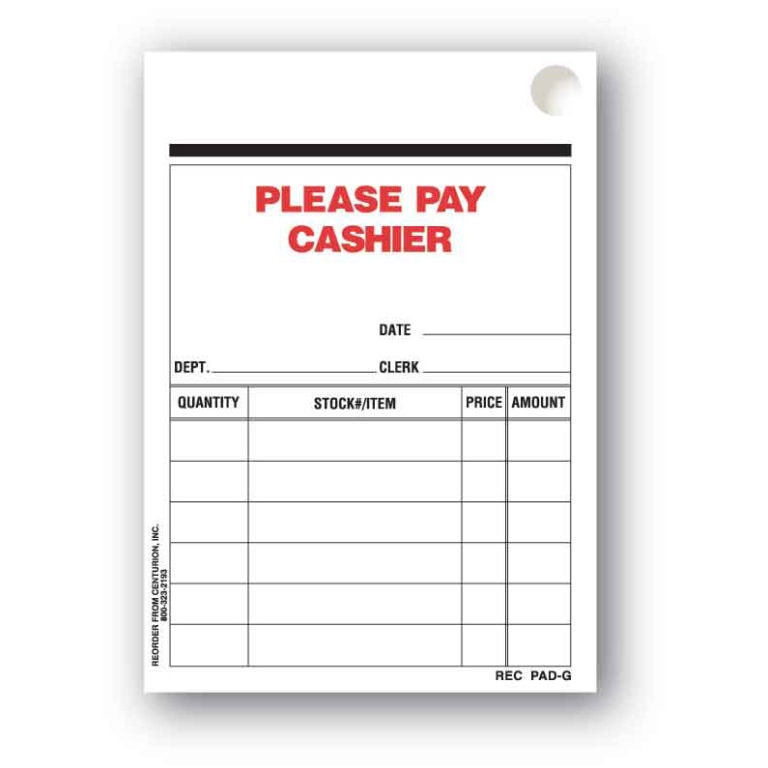 Non-Branded “Please Pay Cashier” Pads – Centurion Store Supplies