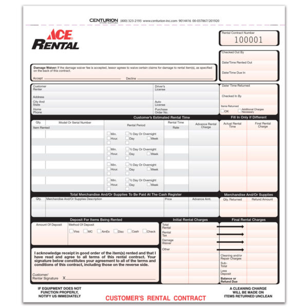 Ace Manual Rental Contract – Centurion Store Supplies