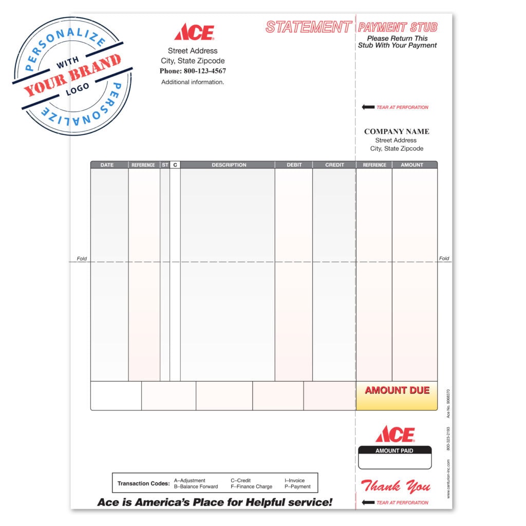 Custom Ace Epicor Laser Statement | Centurion Store Supplies